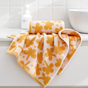 sense gnosis Clovers Pattern Yellow Hand Towels 100% Cotton Decorative Thin Hand Towel Set of 2 for Bathroom 13 x 29 Inch