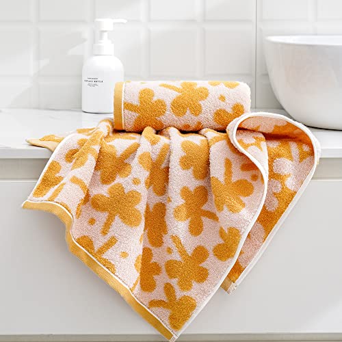 sense gnosis Clovers Pattern Yellow Hand Towels 100% Cotton Decorative Thin Hand Towel Set of 2 for Bathroom 13 x 29 Inch