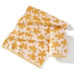 sense gnosis Clovers Pattern Yellow Hand Towels 100% Cotton Decorative Thin Hand Towel Set of 2 for Bathroom 13 x 29 Inch