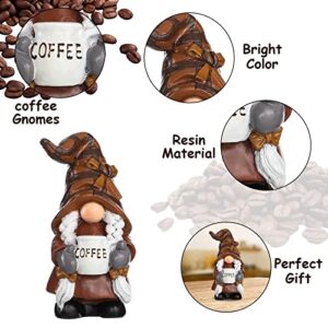 Funoasis 2PCS Resin Coffee Gnomes Hand Painted Desk Coffee Bar Corner Statues Home Kitchen Farmhouse Table Shelf Collectible Dolls Daily Gifts Figurines