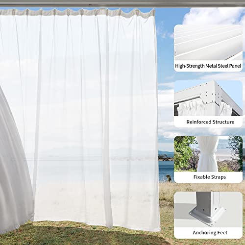 Joyside 12’ x 20’ Outdoor Louvered Pergola - Patio Aluminum Pergola with Adjustable Louvered Roof, Water-Proof Gazebo Sunshade Shelter with Netting Included, White Frame