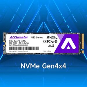 Acclamator 2TB PCIe 4x4 NVMe Solid State Drive Compatible with PS5 Read 5000 MB/s M.2 2280 3D NAND TLC N50