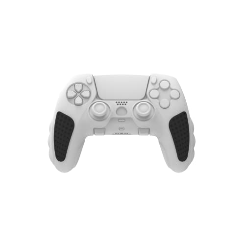 Anti-Slip Ergonomic Silicone Cover Case for ps5 Edge Controller, Soft Rubber Protector Skin for ps5 Edge Wireless Controller with Thumb Grip Caps (White)