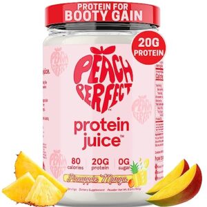 peach perfect protein juice | protein powder for women, muscle builder & weight management, pineapple mango, meal replacement shake, protein water, clear whey, booty building protein powder, 15 svg