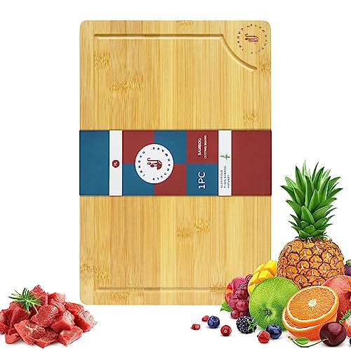 Wood Cutting Board For Kitchen XL Bamboo Chopping Boards With Juice groove, Extra Large Charcuterie Board, Prep Meat veggies Fruits Large Wooden Board, Carving & Butcher Block Brisket Gifting Registry