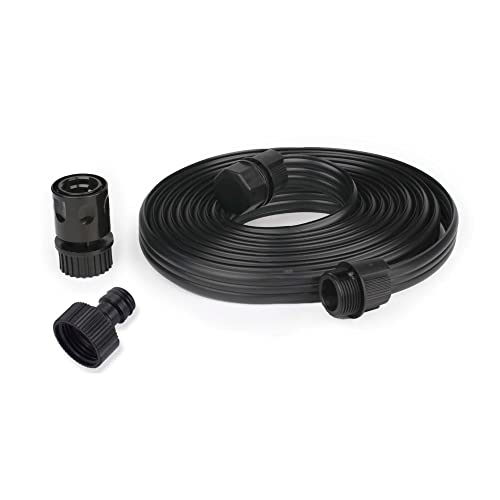 FUNJEE PVC Flat Sprinkler Hose 15ft with Garden Hose Quick Connector 3/4" GHT Fittings, Soaker Hose, Drip Hose, Saves Water, For Garden/Vegetable/Water-efficient irrigation (Black, 15FT)