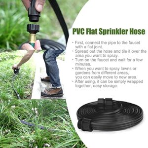 FUNJEE PVC Flat Sprinkler Hose 15ft with Garden Hose Quick Connector 3/4" GHT Fittings, Soaker Hose, Drip Hose, Saves Water, For Garden/Vegetable/Water-efficient irrigation (Black, 15FT)