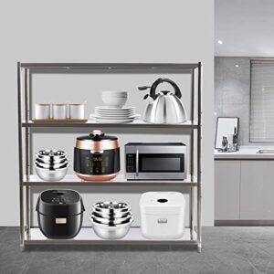 4 Tier Storage Cart Organizer,Stainless Steel Shelving Adjustable Shelf Storage Unit Stainless Steel Heavy Duty Shelving for Kitchen Commercial Office Garage Storage