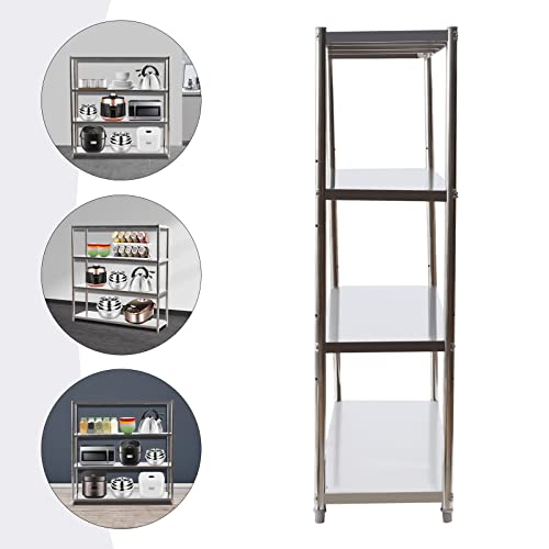 4 Tier Storage Cart Organizer,Stainless Steel Shelving Adjustable Shelf Storage Unit Stainless Steel Heavy Duty Shelving for Kitchen Commercial Office Garage Storage