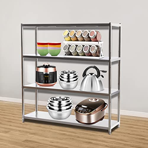 4 Tier Storage Cart Organizer,Stainless Steel Shelving Adjustable Shelf Storage Unit Stainless Steel Heavy Duty Shelving for Kitchen Commercial Office Garage Storage