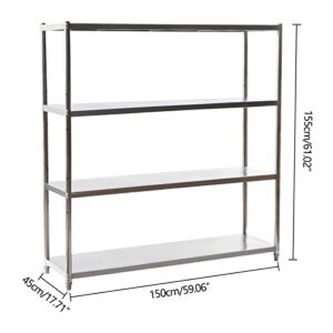 4 Tier Storage Cart Organizer,Stainless Steel Shelving Adjustable Shelf Storage Unit Stainless Steel Heavy Duty Shelving for Kitchen Commercial Office Garage Storage