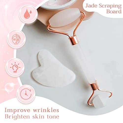 CUTELIILI Pink Gua Sha Facial Tools, Skin Care Products,Face Roller & Jade Roller for Face Care to Reduce Wrinkles and Lifting