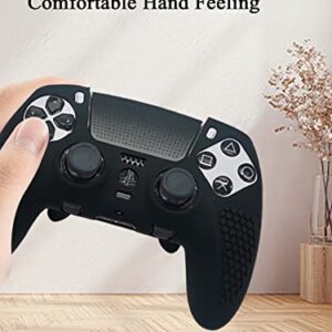 MOJOXR Controller Silicone Cover and Stick Caps for PS5 DualSense Edge Wireless Controller,Anti-Slip Protector Skin and 10 Thumb Grip Caps Accessories for Playstation5 Edge Controller (black)