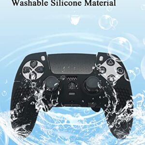 MOJOXR Controller Silicone Cover and Stick Caps for PS5 DualSense Edge Wireless Controller,Anti-Slip Protector Skin and 10 Thumb Grip Caps Accessories for Playstation5 Edge Controller (black)