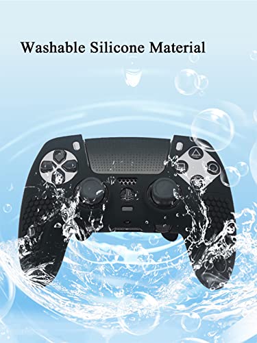 MOJOXR Controller Silicone Cover and Stick Caps for PS5 DualSense Edge Wireless Controller,Anti-Slip Protector Skin and 10 Thumb Grip Caps Accessories for Playstation5 Edge Controller (black)