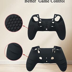 MOJOXR Controller Silicone Cover and Stick Caps for PS5 DualSense Edge Wireless Controller,Anti-Slip Protector Skin and 10 Thumb Grip Caps Accessories for Playstation5 Edge Controller (black)