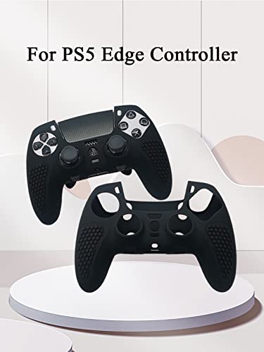 MOJOXR Controller Silicone Cover and Stick Caps for PS5 DualSense Edge Wireless Controller,Anti-Slip Protector Skin and 10 Thumb Grip Caps Accessories for Playstation5 Edge Controller (black)