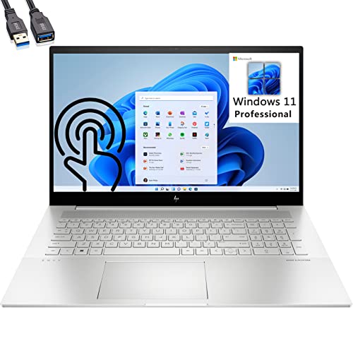 HP Envy 17 17.3" FHD Touchscreen Business Laptop Computer, 12th Gen Intel 12 Cores i7-1260P, 64GB DDR4 RAM, 2TB PCIe SSD, WiFi 6, Bluetooth 5.3, Backlit Keyboard, Silver, Windows 11 Pro