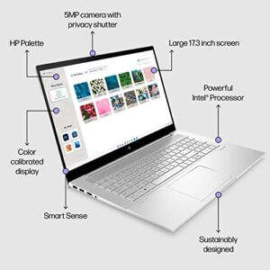 HP Envy 17 17.3" FHD Touchscreen Business Laptop Computer, 12th Gen Intel 12 Cores i7-1260P, 64GB DDR4 RAM, 2TB PCIe SSD, WiFi 6, Bluetooth 5.3, Backlit Keyboard, Silver, Windows 11 Pro