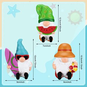 3 Pieces Summer Gnomes Beach Gnomes Summer Decor Romantic Summer Gnomes Resin Gnome Figurines Sweet Elf Gnomes for Table Tiered Tray Farmhouse Home Kitchen Hawaii Party Patriotic Decorations Gifts