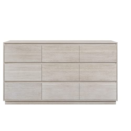 JIJIWANG Modern Dressers for Bedroom Dresser with 9 Drawers,TV Stand Storage Chest of Drawers Clothes Organizer, Wooden Nightstand for Living Room Closet Entryway Hallway,Stone Gray