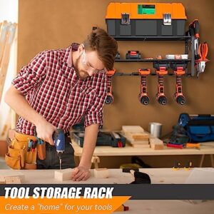 Bovkeoy Power Tool Organizer Wall Mount, 3 Layers Tool Organizer with 5 Drill Slots, Drill Holder Wall Mount for Tool Storage, Tool Organizers and Storage, Utility Racks for Garage Organization