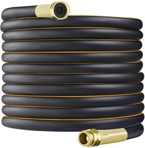 tckoasis garden hose 100ft x 5/8 in heavy duty, flexible and lightweight water hose, burst 600 psi, kink-less hybrid rubber hose for backyard, 3/4'' solid metal fittings