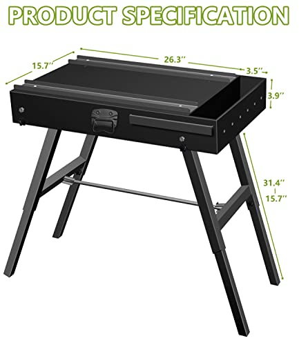 Griddle Stand Outdoor Camping Cooking Station Worktable Compatible for Griddle Many Black Universal Portable Grill Table with Adjustable Leg and Side Shelf Suit for Take Along Grill Accessories