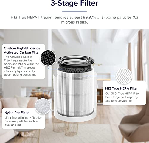 Air Purifier for Home Bedroom Office Desktop Pet Room Air Cleaner for Car with True HEPA Filters and Silence white plus