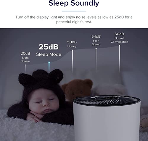 Air Purifier for Home Bedroom Office Desktop Pet Room Air Cleaner for Car with True HEPA Filters and Silence white plus