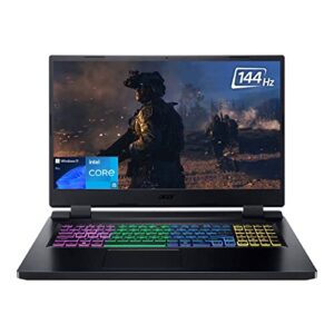 acer nitro 5 gaming laptop, 17.3'' fhd ips 144hz, 12th gen intel 12-core i5-12500h, geforce rtx 3050, 8gb ram, 256gb pcie ssd, thunderbolt 4, rgb kb, wifi 6, win 11 pro, black, (an517)