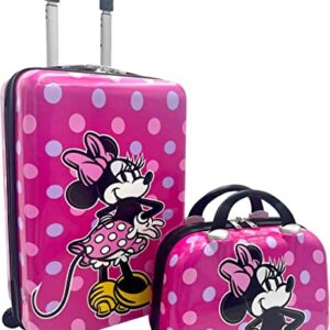 Fast Forward Kid’s Licensed Hard-Side 20” Spinner Luggage Carry-On Suitcase and Beauty Case Set (Minnie Mouse)