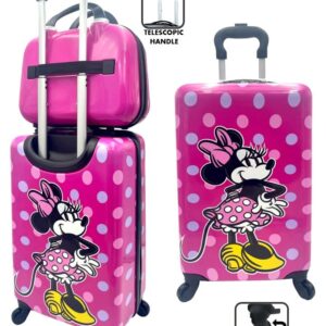 Fast Forward Kid’s Licensed Hard-Side 20” Spinner Luggage Carry-On Suitcase and Beauty Case Set (Minnie Mouse)