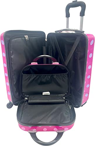 Fast Forward Kid’s Licensed Hard-Side 20” Spinner Luggage Carry-On Suitcase and Beauty Case Set (Minnie Mouse)