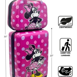 Fast Forward Kid’s Licensed Hard-Side 20” Spinner Luggage Carry-On Suitcase and Beauty Case Set (Minnie Mouse)