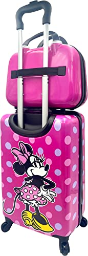 Fast Forward Kid’s Licensed Hard-Side 20” Spinner Luggage Carry-On Suitcase and Beauty Case Set (Minnie Mouse)