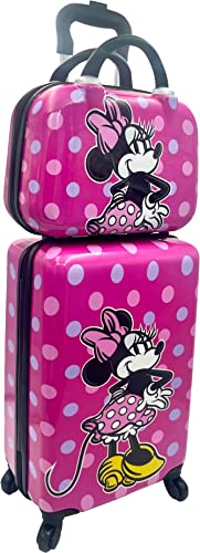 Fast Forward Kid’s Licensed Hard-Side 20” Spinner Luggage Carry-On Suitcase and Beauty Case Set (Minnie Mouse)