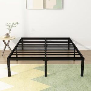 diaoutro 16 inch full size bed frame heavy duty metal platform no box spring needed, maximum storage, easy to assembly, noise free, black