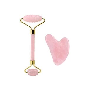 rose quartz face roller and gua sha set natural jade gouache scraper gua sha massage quartz roller facial lifting massage tool,type 9