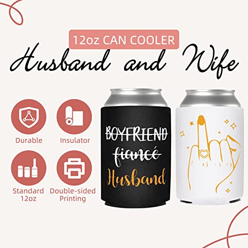 Wedding Can Cooler Sets, Personalized Wedding Gifts for Couples, Husband and Wife, Bottles and Cans Collapsible Sleeve, Neoprene Insulator Can Sleeves for Wedding, Honeymoon, Bridal Showers(2 Pack)