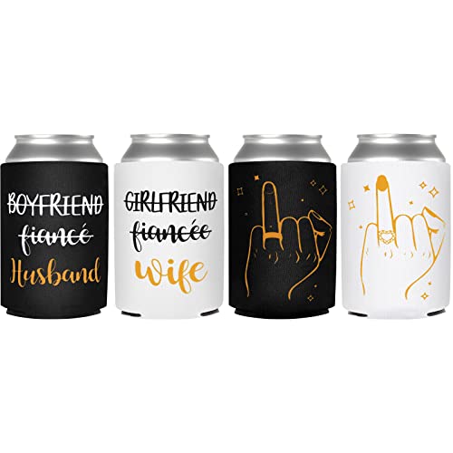 Wedding Can Cooler Sets, Personalized Wedding Gifts for Couples, Husband and Wife, Bottles and Cans Collapsible Sleeve, Neoprene Insulator Can Sleeves for Wedding, Honeymoon, Bridal Showers(2 Pack)