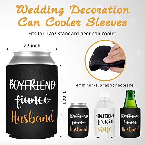 Wedding Can Cooler Sets, Personalized Wedding Gifts for Couples, Husband and Wife, Bottles and Cans Collapsible Sleeve, Neoprene Insulator Can Sleeves for Wedding, Honeymoon, Bridal Showers(2 Pack)