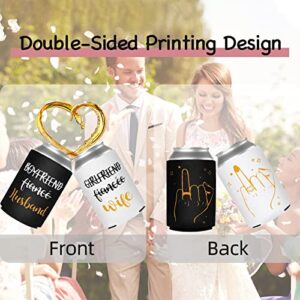 Wedding Can Cooler Sets, Personalized Wedding Gifts for Couples, Husband and Wife, Bottles and Cans Collapsible Sleeve, Neoprene Insulator Can Sleeves for Wedding, Honeymoon, Bridal Showers(2 Pack)