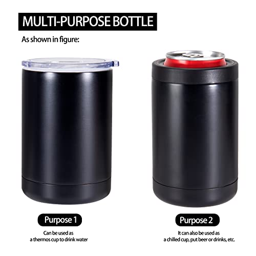 Can Cooler 3in x 4.25in Can Cooler insulated 3-in-1 Stainless Steel Beer Can Cooler universal (black1pcs)