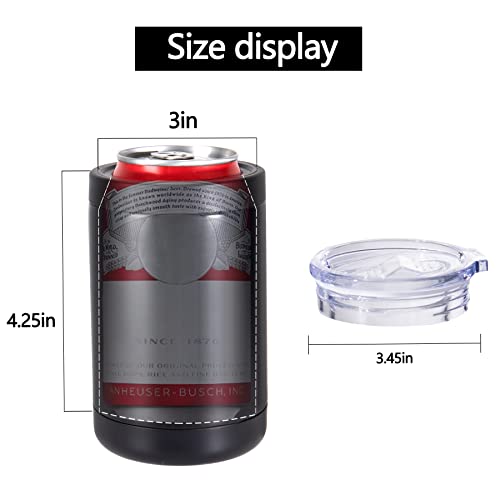 Can Cooler 3in x 4.25in Can Cooler insulated 3-in-1 Stainless Steel Beer Can Cooler universal (black1pcs)