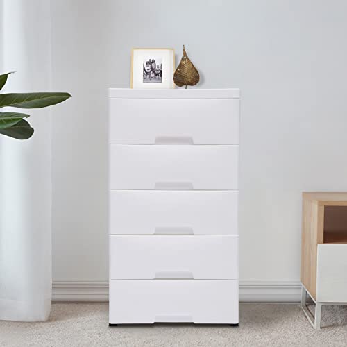 LYNICESHOP Plastic Dressers with 5 Drawer, Stackable Vertical Clothes Storage Tower, Bedroom Tall Small Chest Closet, Organizer Unit for Hallway Entryway, Home Furniture