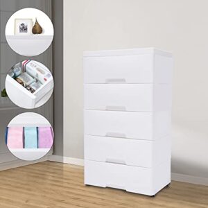 LYNICESHOP Plastic Dressers with 5 Drawer, Stackable Vertical Clothes Storage Tower, Bedroom Tall Small Chest Closet, Organizer Unit for Hallway Entryway, Home Furniture