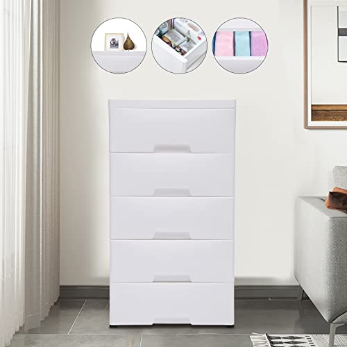 LYNICESHOP Plastic Dressers with 5 Drawer, Stackable Vertical Clothes Storage Tower, Bedroom Tall Small Chest Closet, Organizer Unit for Hallway Entryway, Home Furniture