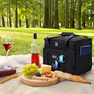 Soft Cooler Bag, Collapsible Soft Sided Insulated Cooler, 40 Can Beach Cooler, Ice Chest, Large Leakproof Lunch Camping Cooler, 24L Travel Cooler for Grocery Shopping, Picnic, Fishing, Road Trips