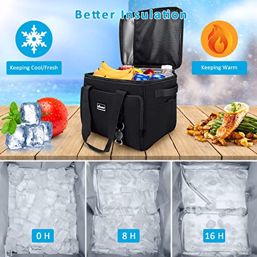 Soft Cooler Bag, Collapsible Soft Sided Insulated Cooler, 40 Can Beach Cooler, Ice Chest, Large Leakproof Lunch Camping Cooler, 24L Travel Cooler for Grocery Shopping, Picnic, Fishing, Road Trips